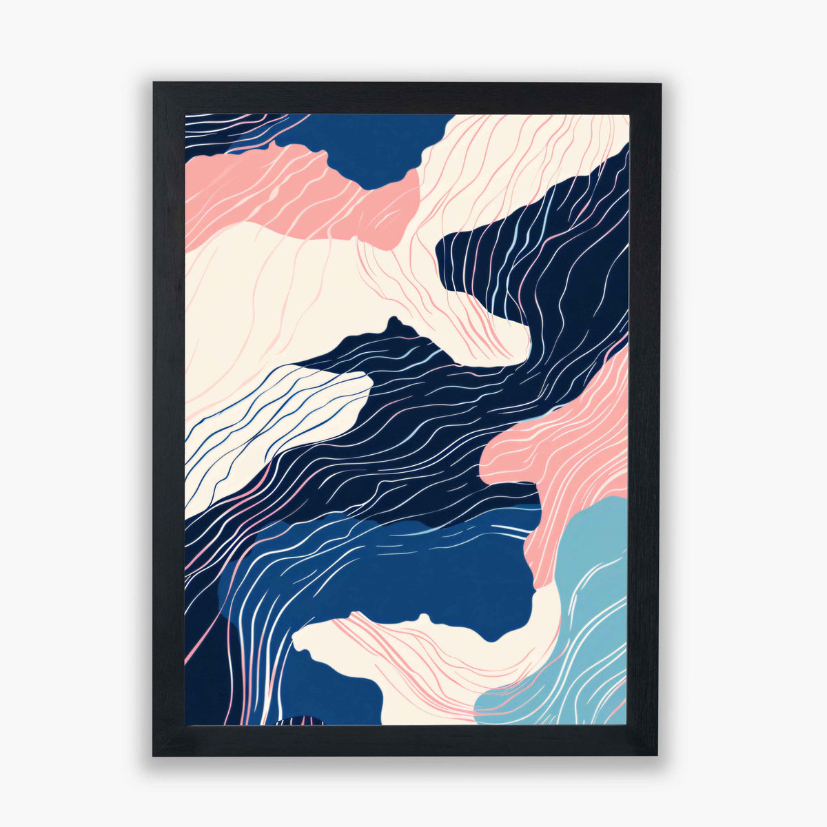 Contour Flow – Navy and Blush Topographic Abstract – Modern Minimalist ...