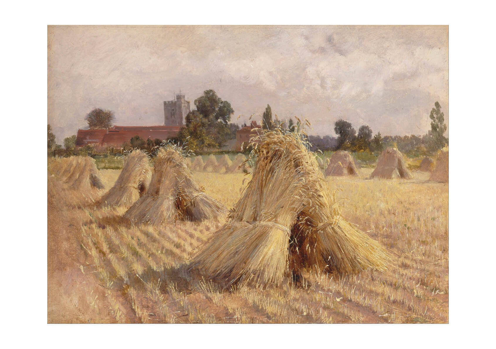 Heywood Hardy - Corn Stooks by Bray Church — Spiffing Prints