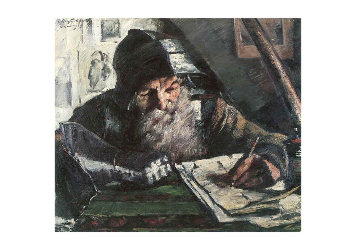 Lovis Corinth - Old man Writting — Spiffing Prints