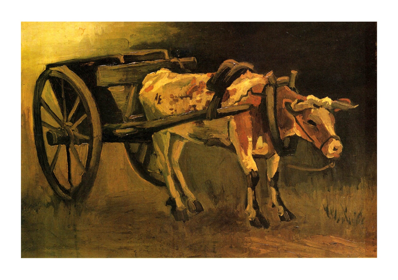Vincent Van Gogh Cart with Red and White Ox, 1884 — Spiffing Prints