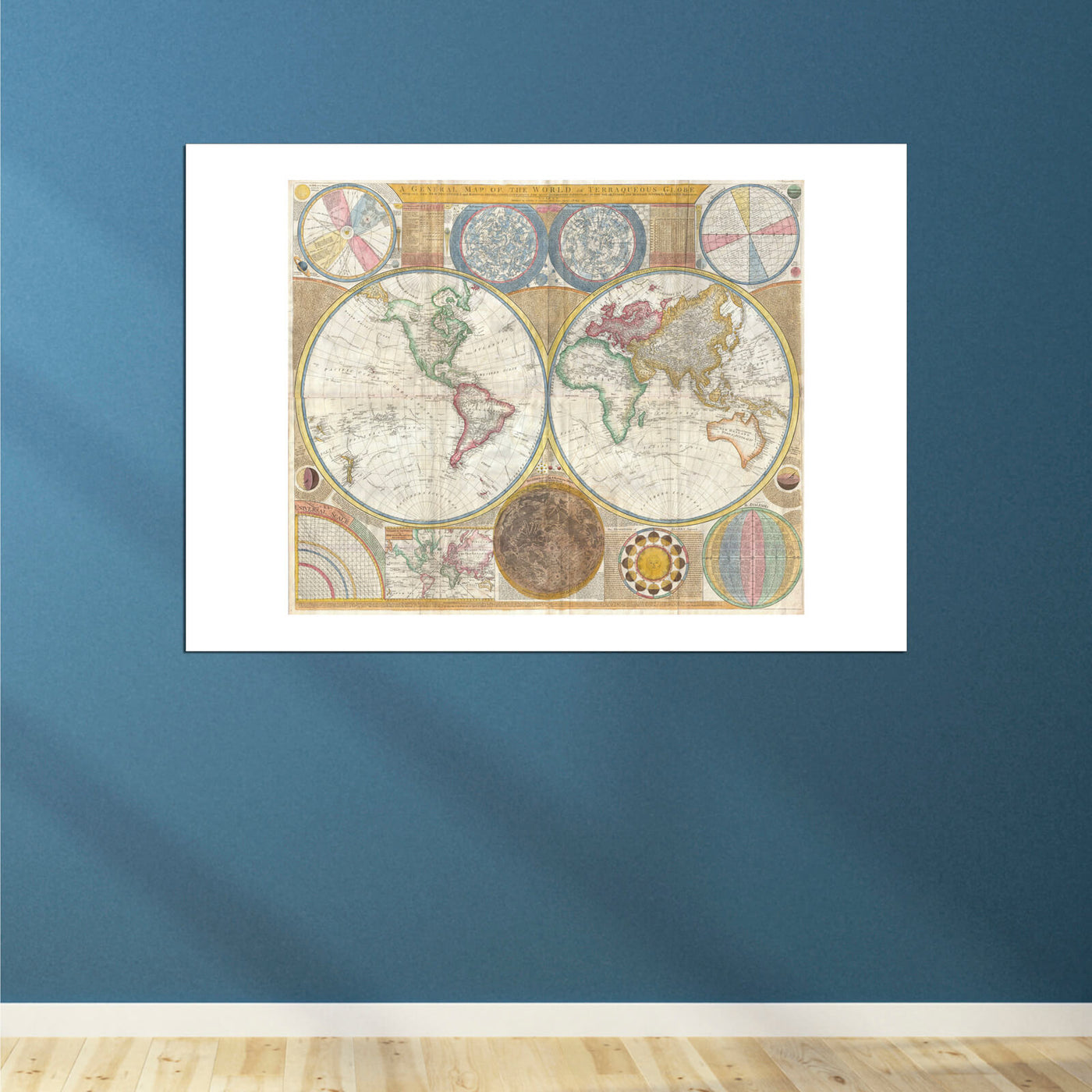 World Map in Hemispheres Samuel Dunn 1794 — Spiffing Prints